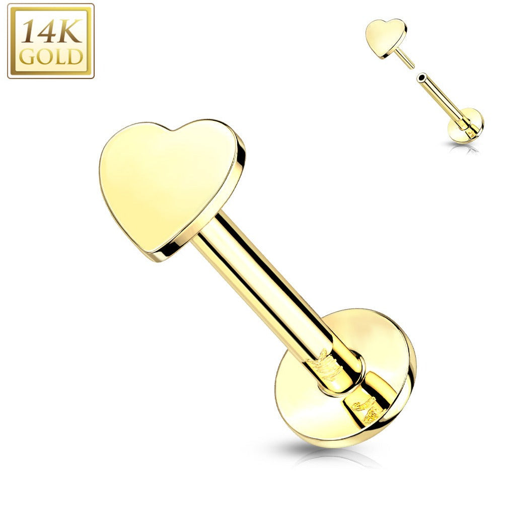 14K Gold Heart Flatback Stud – Emery & Opal